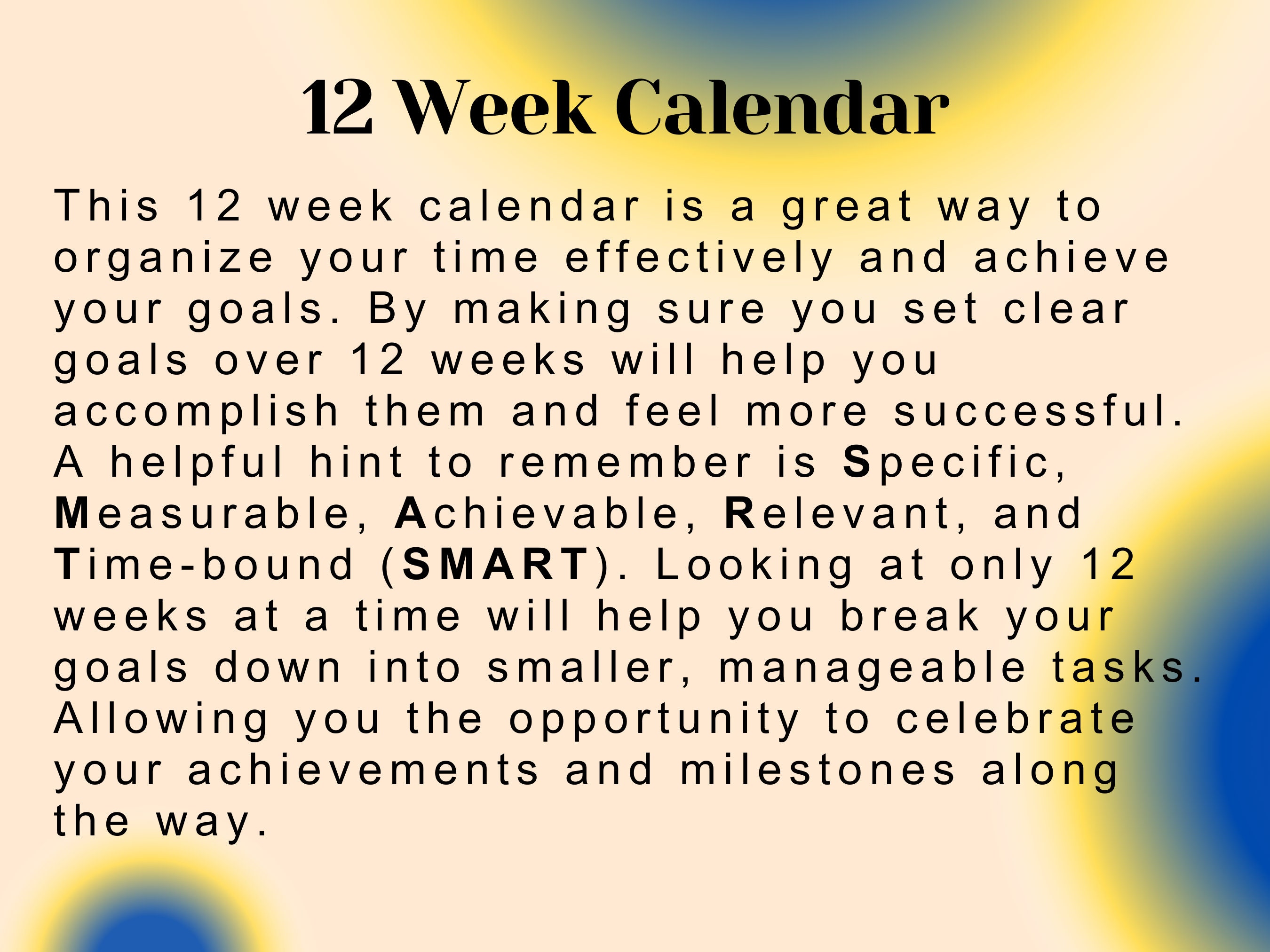 12 Week Calendar Year - Etsy