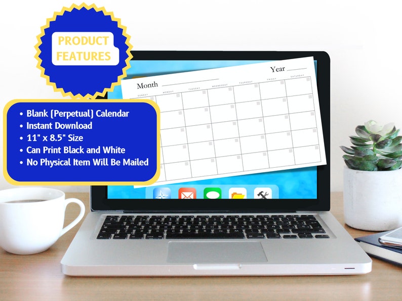 Printable Blank Calendar W/blank Month and Year Space - Etsy