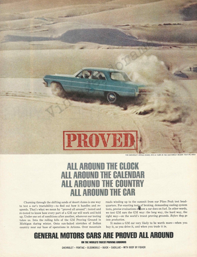 CHEVROLET IMPALA AUTOMOBILE Original 1964 Vintage Extra Large Color ...