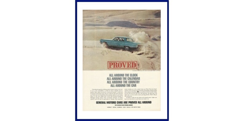 CHEVROLET IMPALA AUTOMOBILE Original 1964 Vintage Extra Large Color ...
