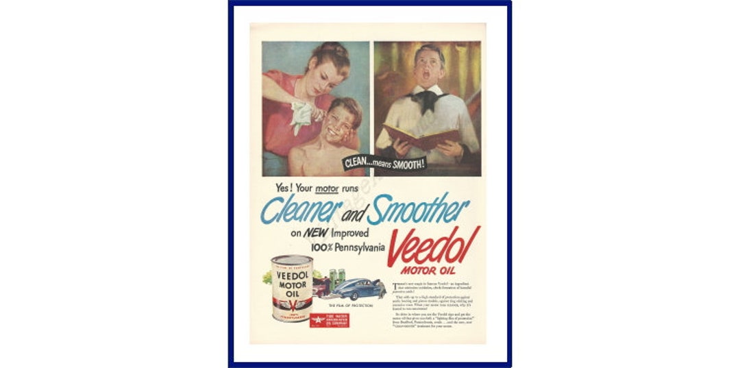 VEEDOL MOTOR OIL Original 1947 Vintage Extra Large Color Print ...