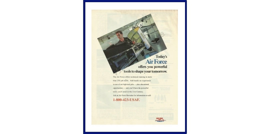 US AIR FORCE Original 1996 Vintage Color Print Advertisement - "today's ...