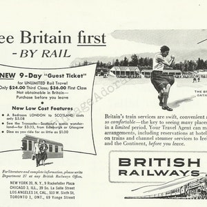 BRITISH RAILWAYS Original 1953 Vintage Print Advertisement "see Britain ...