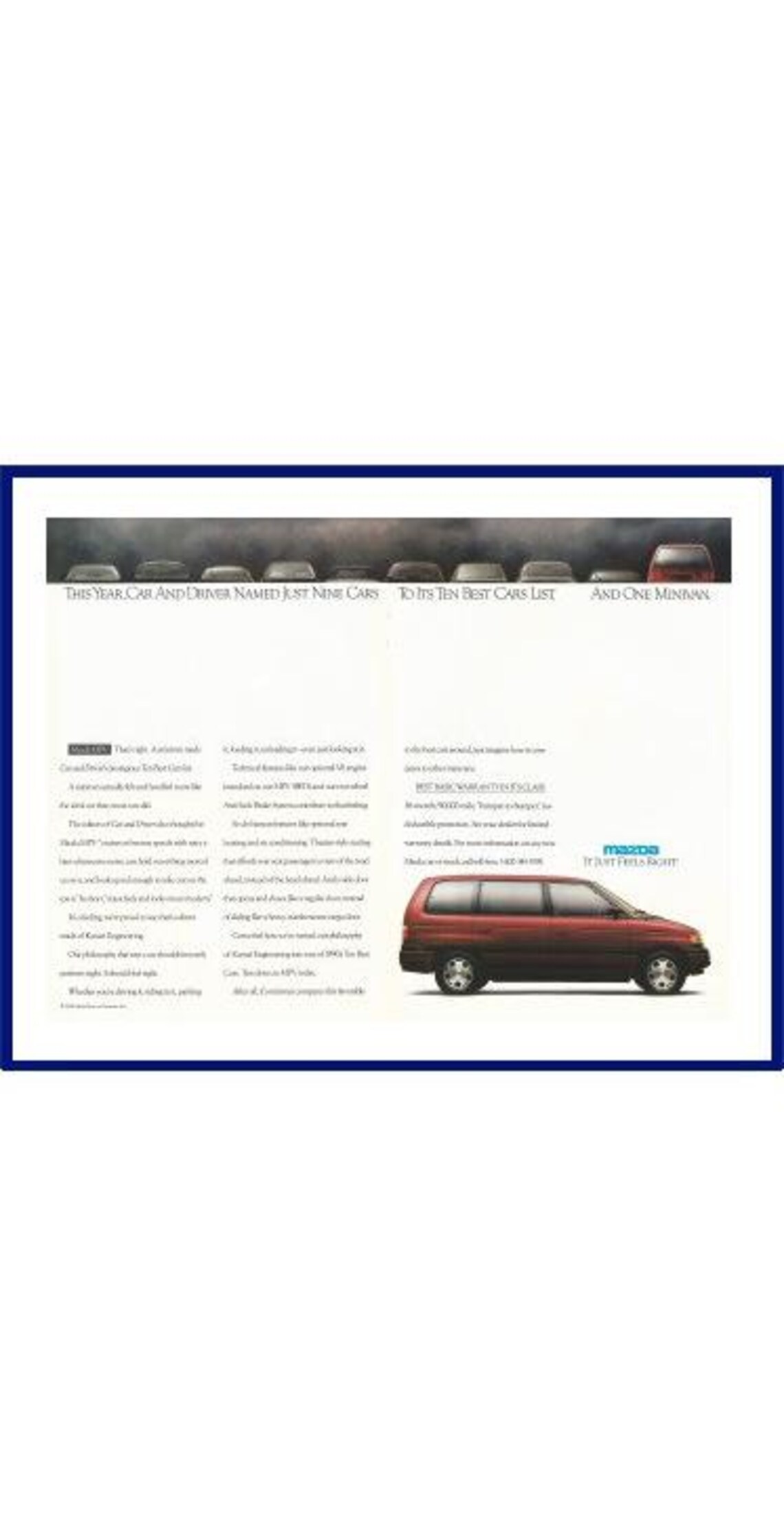MAZDA MPV MINIVAN Original 1990 Vintage Print Ad "this Year, Car and ...