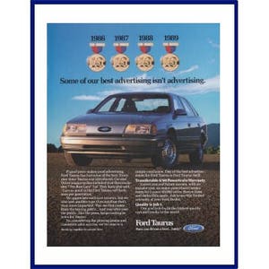 Ford Taurus Automobile Original 1989 Vintage Color Print Advertisement ...