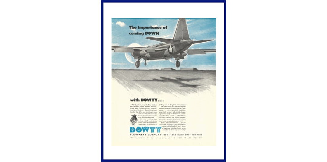 DOWTY EQUIPMENT CORPORATION Original 1943 Vintage Extra Large Print ...
