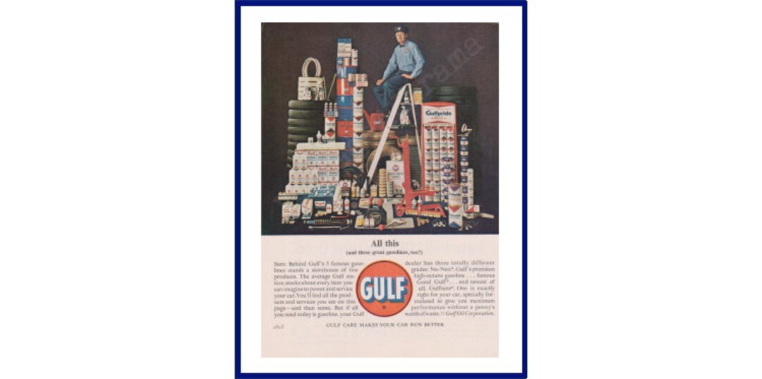 GULF OIL CORPORATION Original 1966 Vintage Color Print Anuncio Todo ...