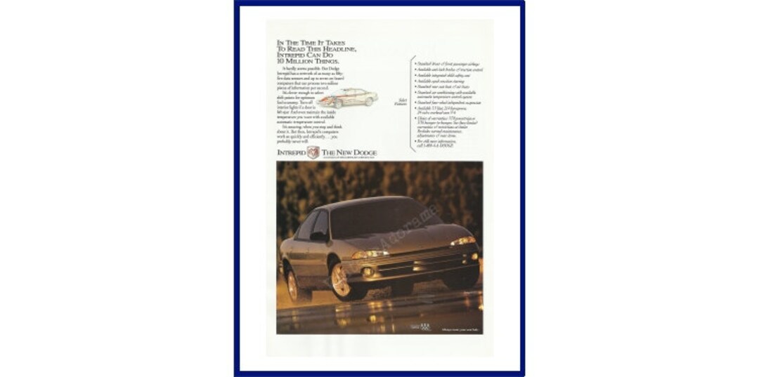 DODGE INTREPID AUTOMOBILE Original 1994 Vintage Print Ad - "in the Time ...