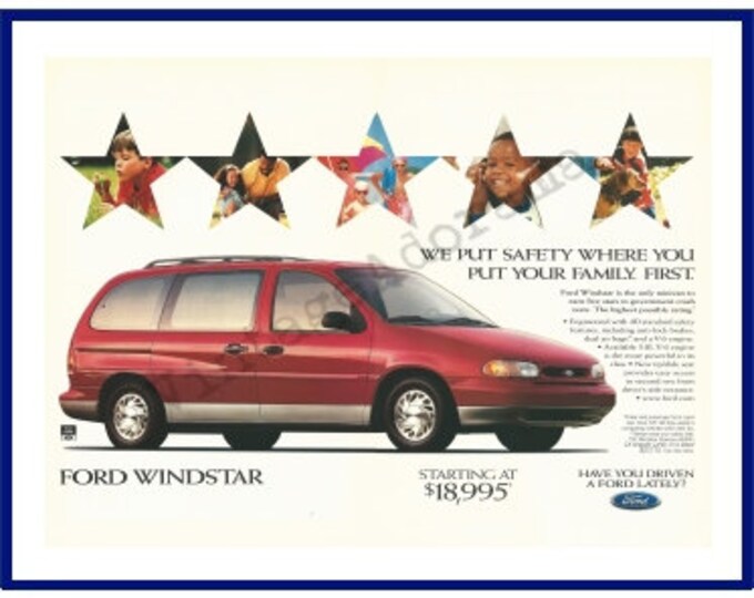 1997 FORD WINDSTAR MINIVAN Original 1996 Vintage Color Print ...