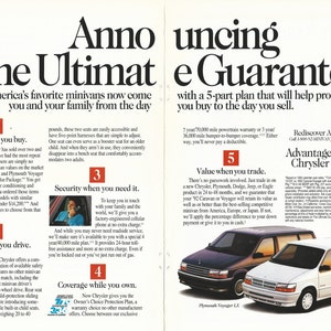 1992 CHRYSLER MINIVANS Original 1991 Vintage Color Print Ad - Plymouth ...