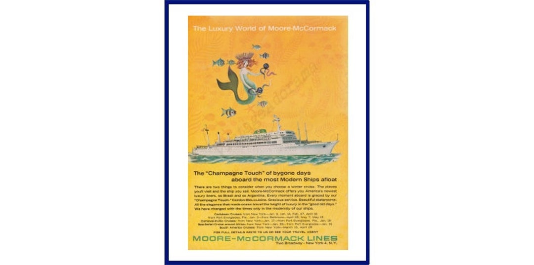 Moore-mccormack LINES Original 1964 Vintage Color Print Advertisement ...
