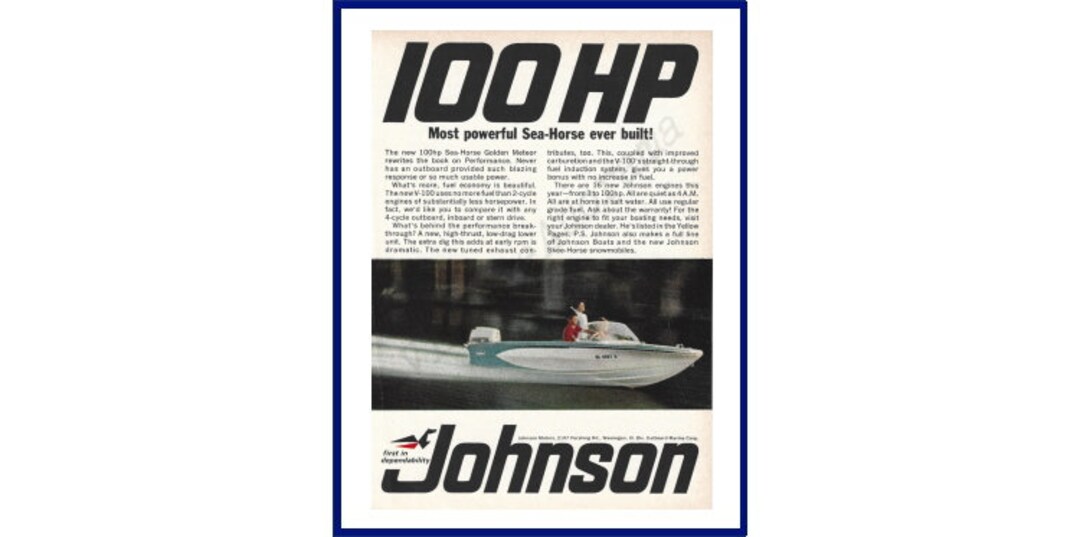 JOHNSON Golden Meteor Outboard Boat Motor Original 1966 Vintage Color ...