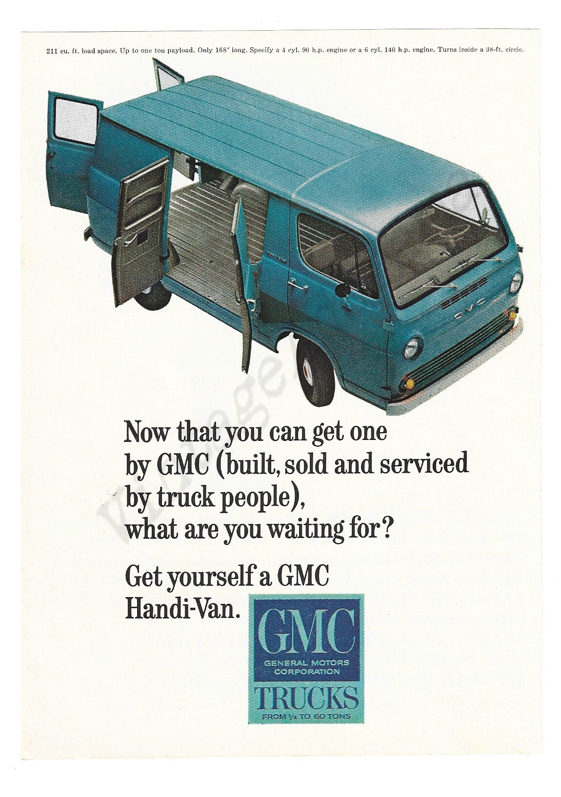 GMC HANDI-VAN Original 1964 Vintage Color Print Advertisement - Blue ...