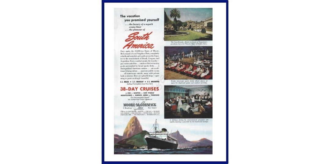Moore-mccormack LINES Original 1948 Vintage Color Print Advertisement ...