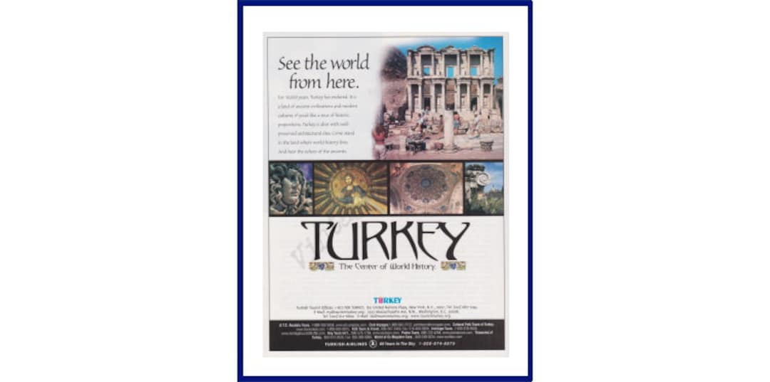 TURKEY / TURKISH AIRLINES Travel & Tourism Original 2000 Vintage Color ...