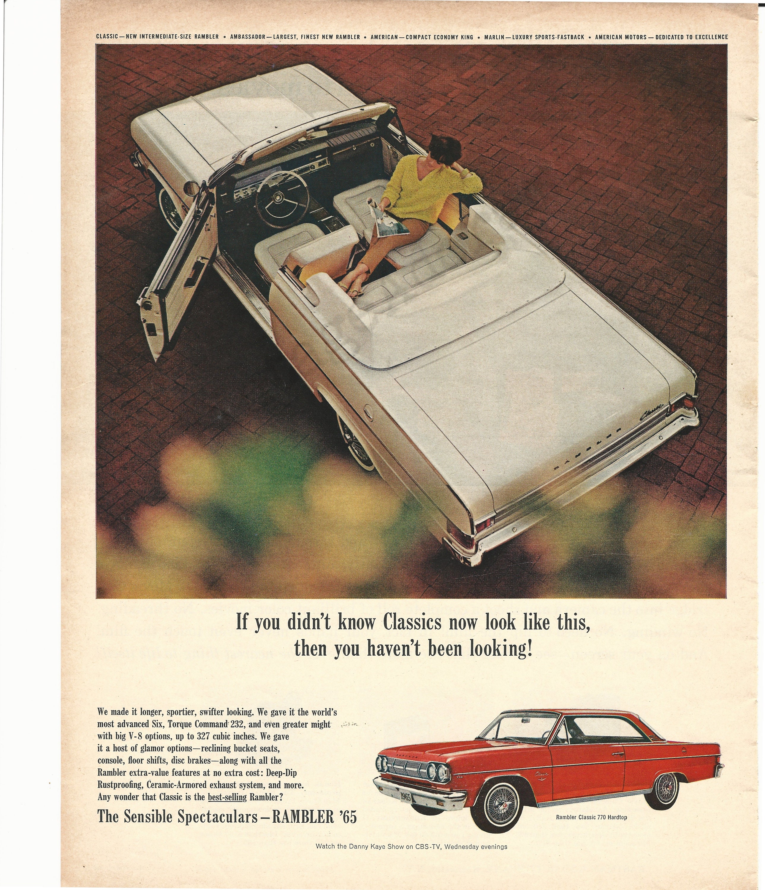 AMERICAN MOTORS RAMBLER Automobile Original 1965 Vintage Extra Large ...