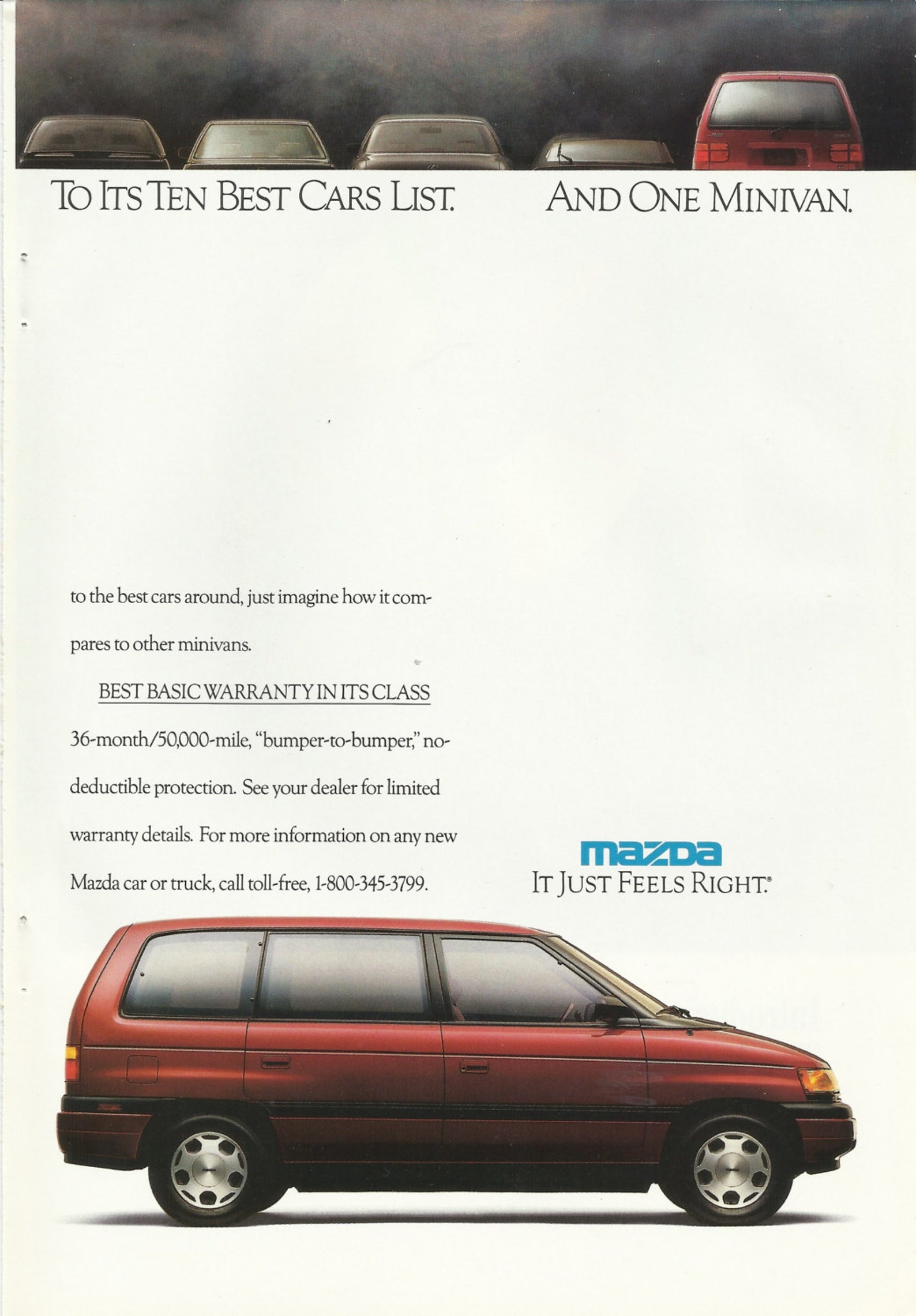 MAZDA MPV MINIVAN Original 1990 Vintage Print Ad "this Year, Car and ...