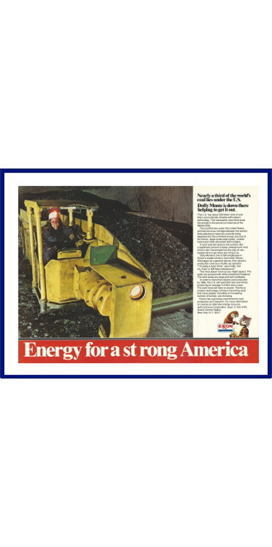 EXXON Original 1978 Vintage Color Print Advertisement - Coal Miner ...