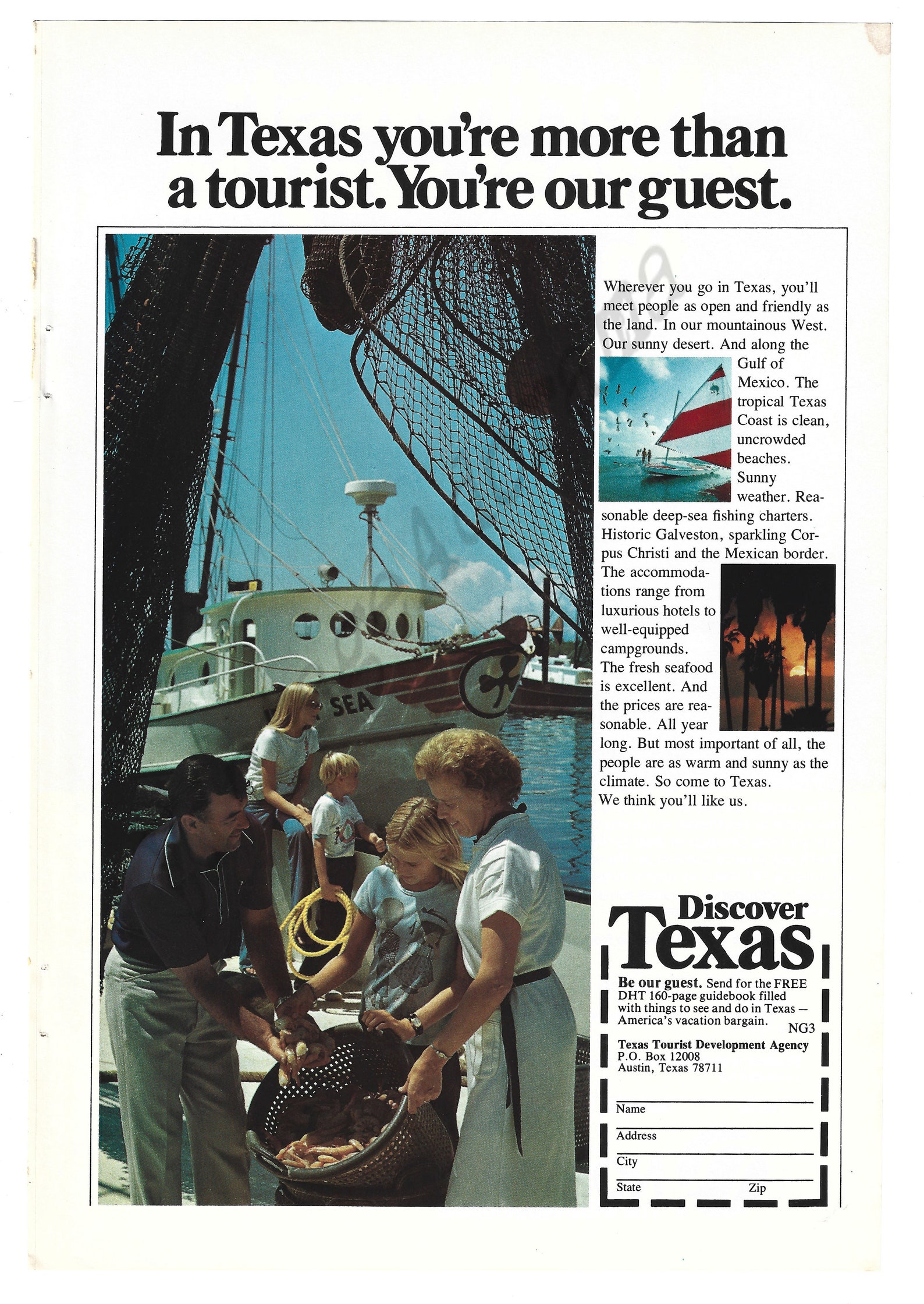 TEXAS Original 1978 Vintage Color Print Advertisement "in Texas You're ...
