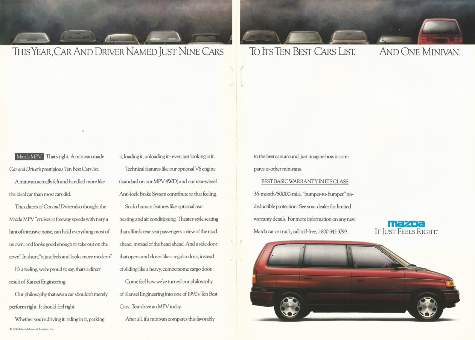 MAZDA MPV MINIVAN Original 1990 Vintage Print Ad "this Year, Car and ...