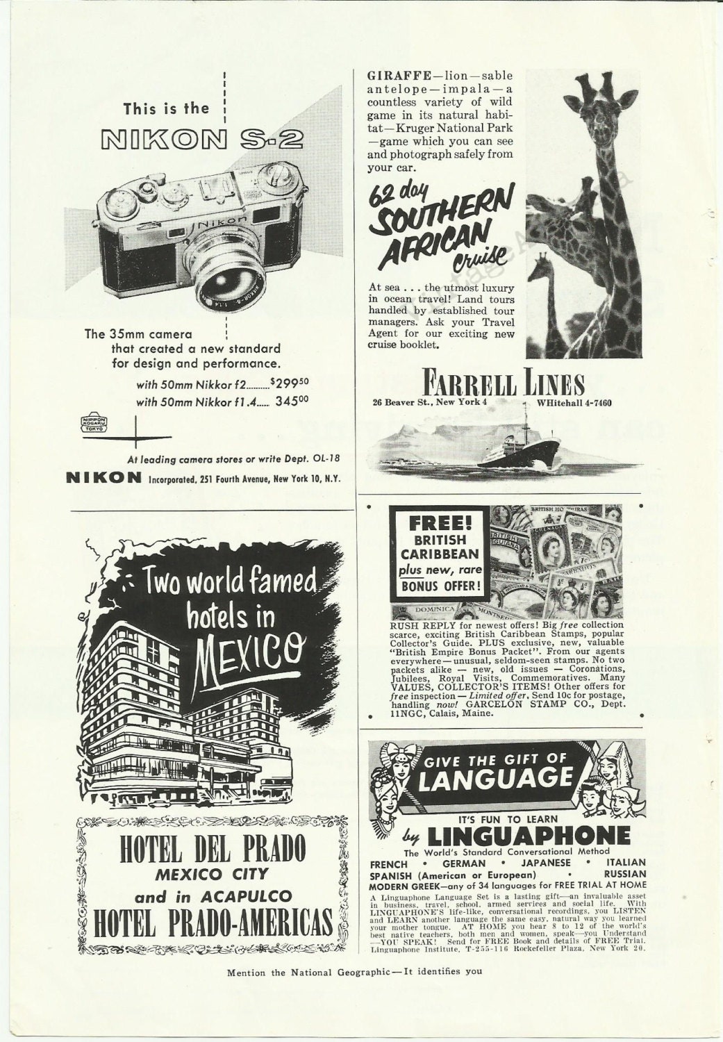 FARRELL LINES Original 1956 Vintage Black & White Print Advertisement ...