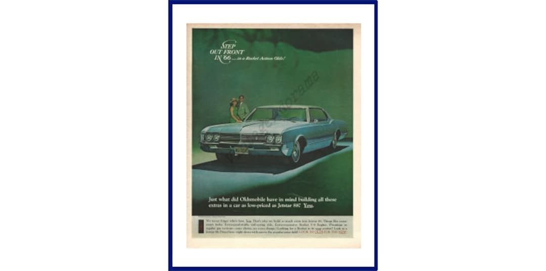 OLDSMOBILE JETSTAR 88 AUTOMOBILE Original 1966 Vintage Extra Large ...