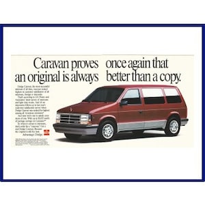 DODGE CARAVAN MINIVAN Original 1990 Vintage Print Ad - Red Van "caravan ...