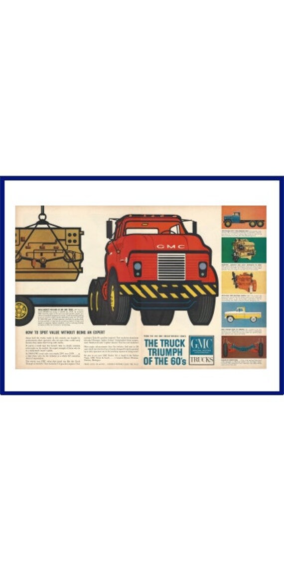 GMC TRUCKS Original 1961 Vintage Extra Large Color Print | Etsy
