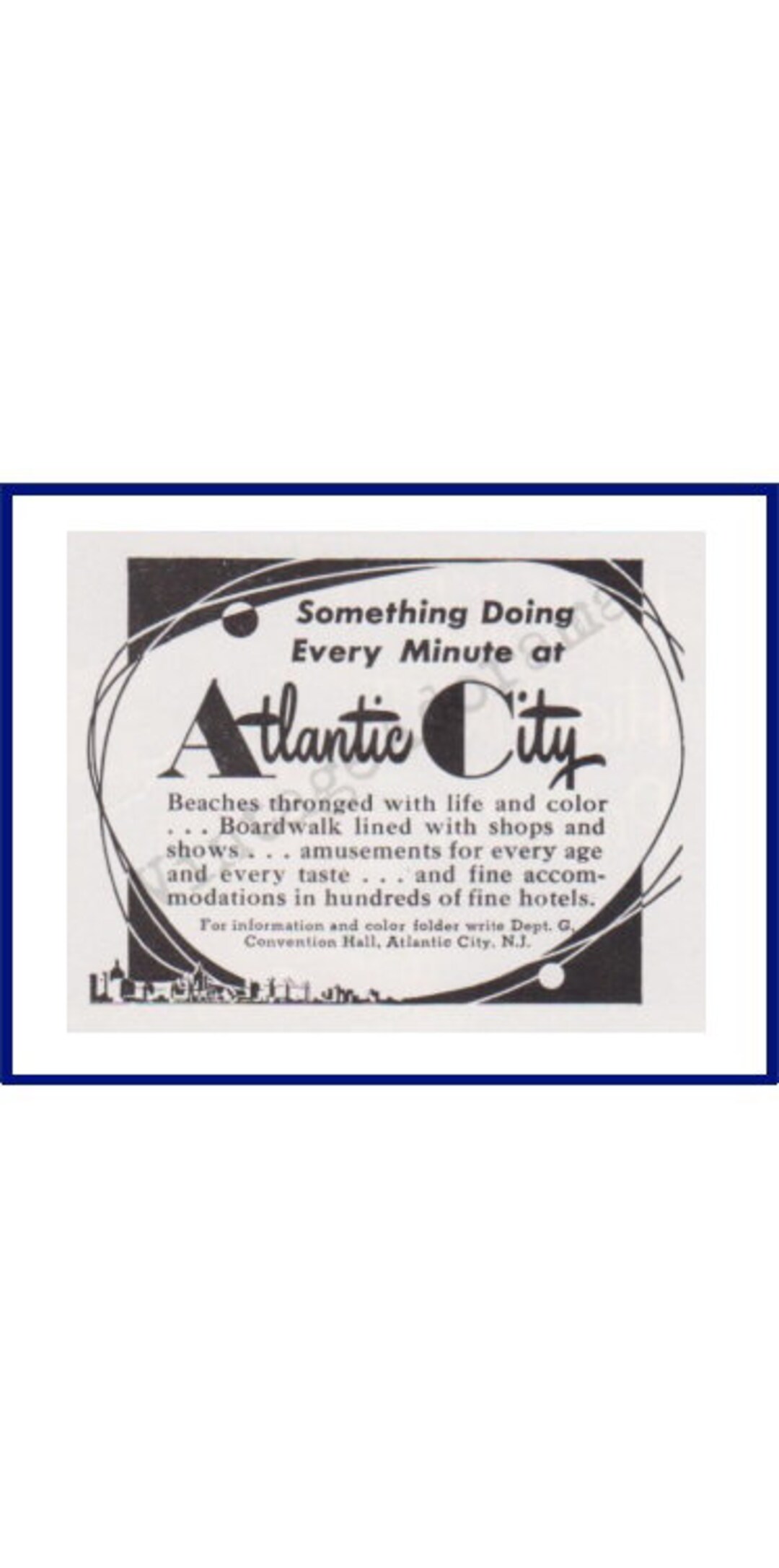 ATLANTIC CITY, New Jersey Original 1953 Vintage Black &White Print ...