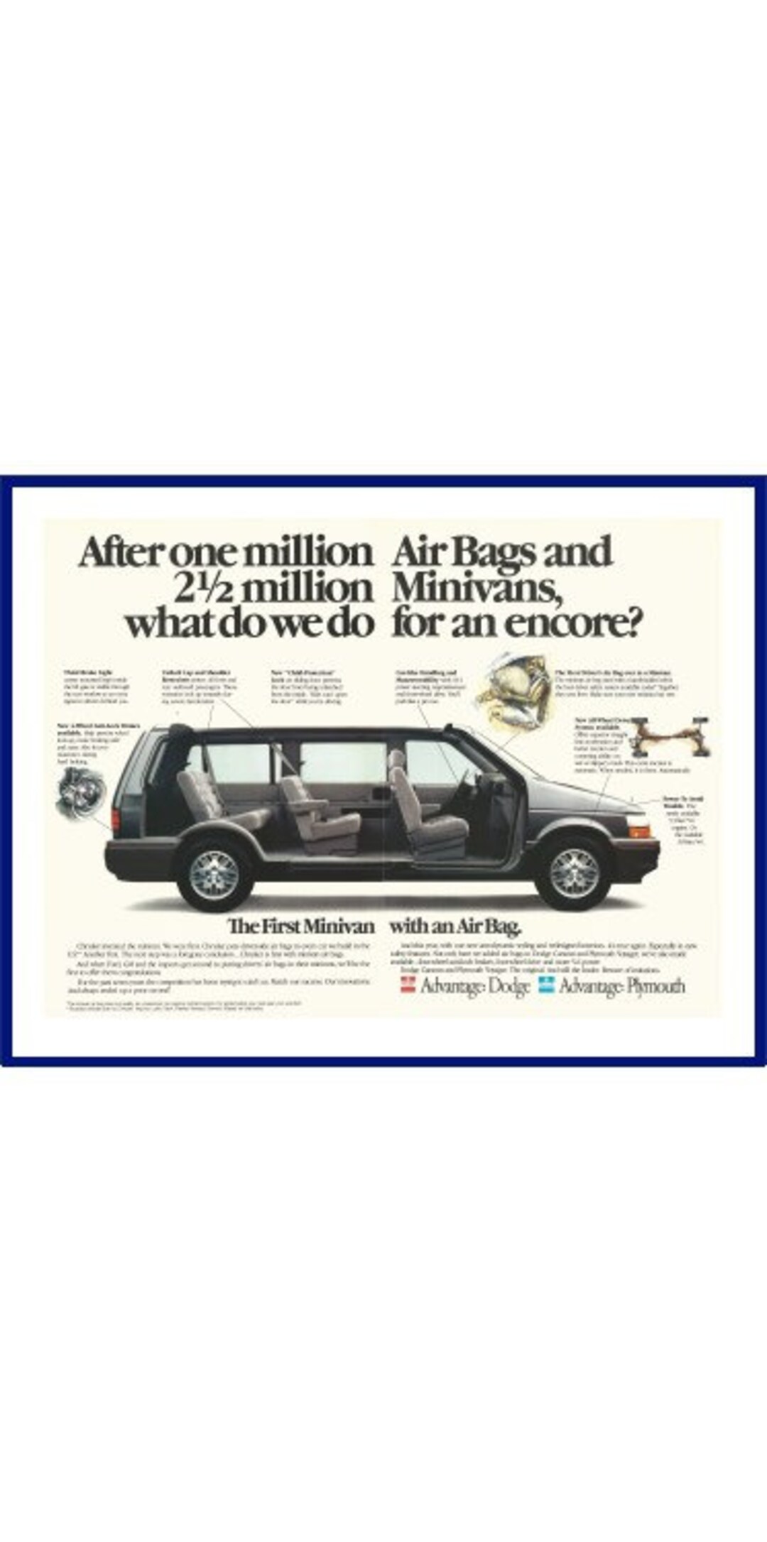 CHRYSLER MINIVAN Original 1991 Vintage Color Print Advertisement ...
