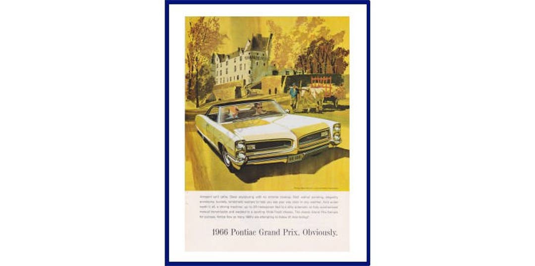 PONTIAC GRAND PRIX Automobile Original 1966 Vintage Print Advertisement ...