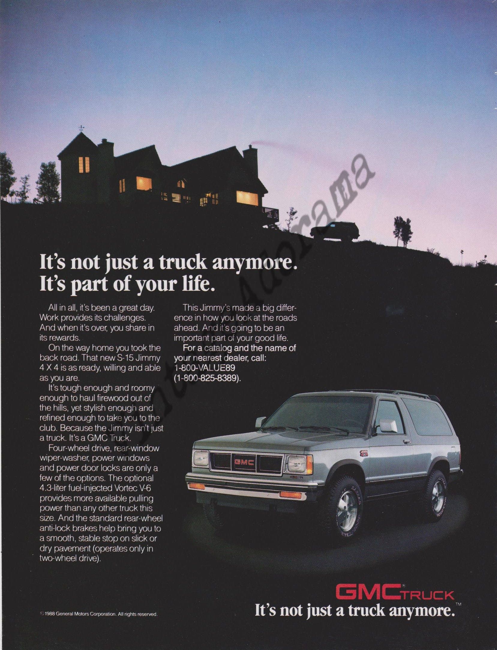 GMC S-15 Jimmy 4x4 Truck Original 1988 Vintage Color Print ...