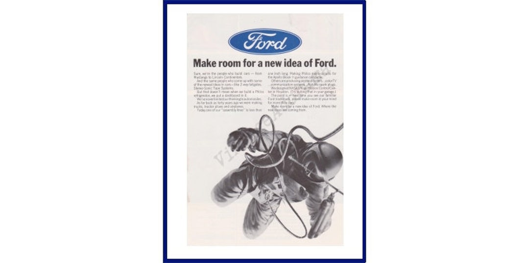 Ford Original 1966 Vintage Print Advertisement - Astronaut on EVA "make ...