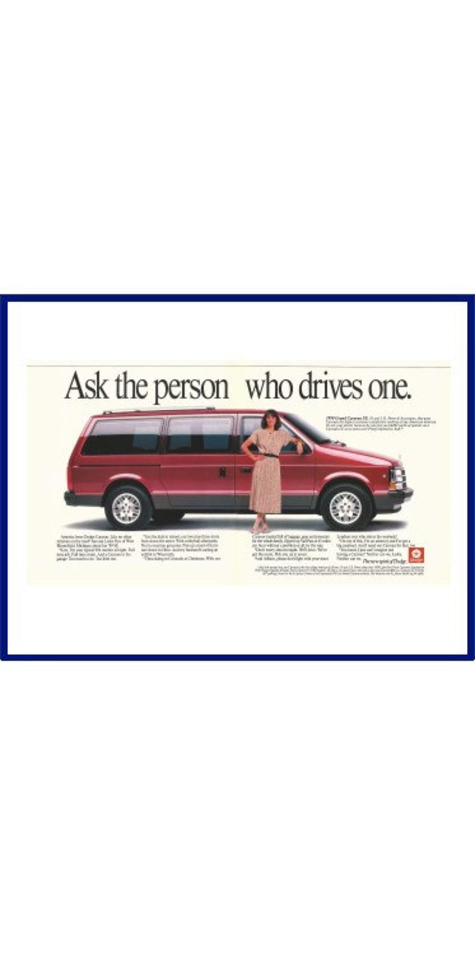 DODGE GRAND CARAVAN Minivan Original 1990 Vintage Color Print ...
