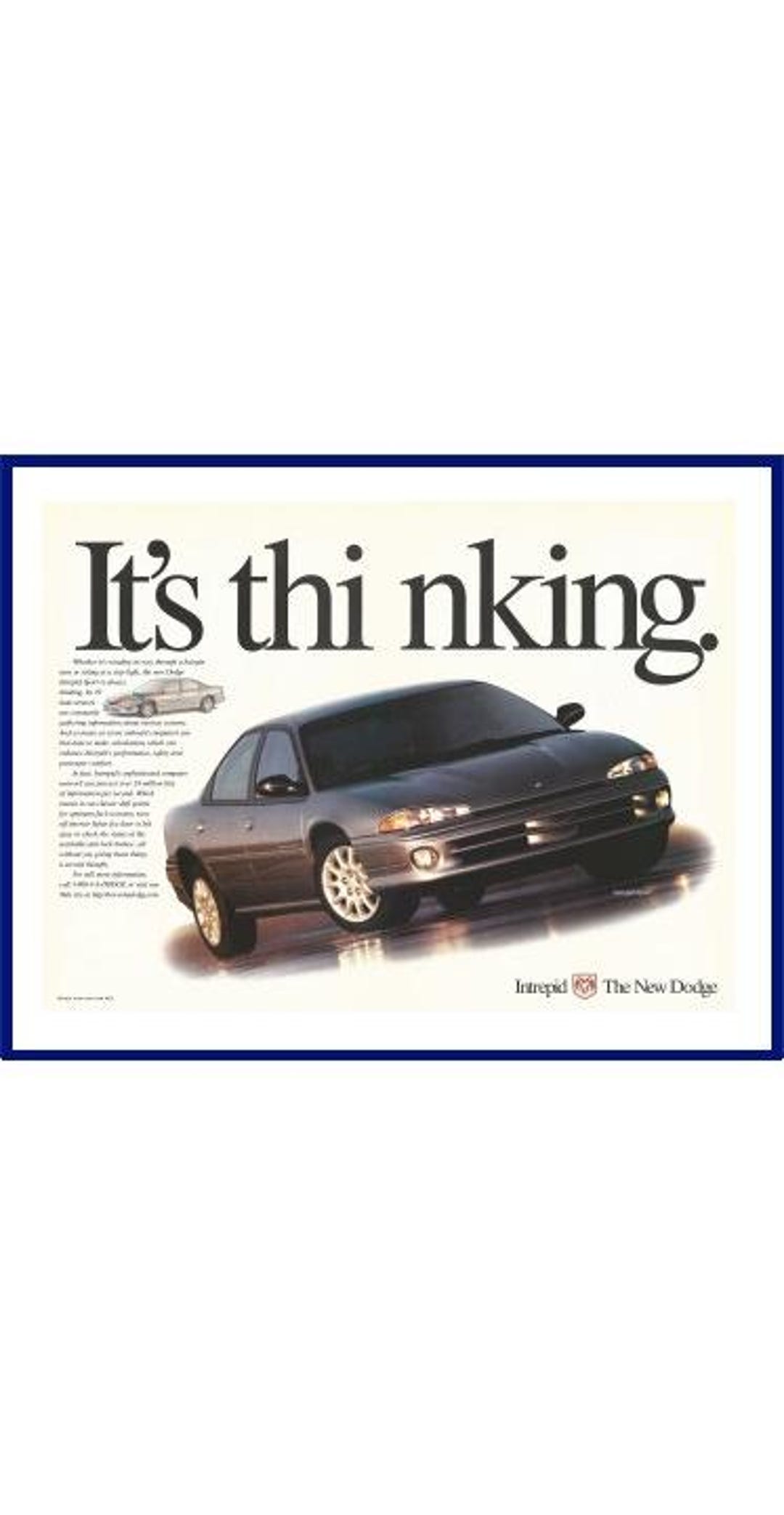 1997 DODGE INTREPID AUTOMOBILE Original 1996 Vintage Color Print ...