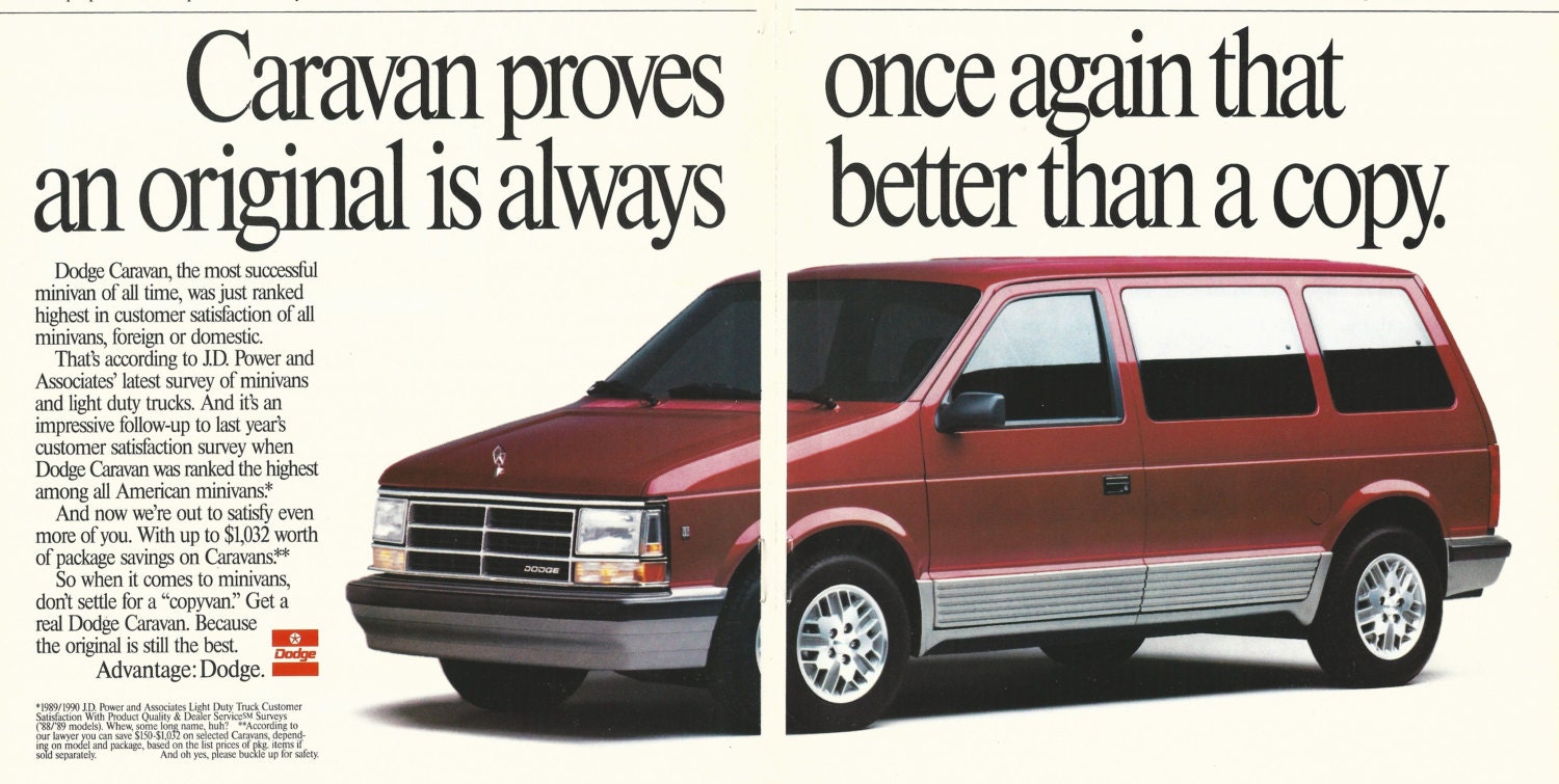 DODGE CARAVAN MINIVAN Original 1990 Vintage Print Ad - Red Van "caravan ...