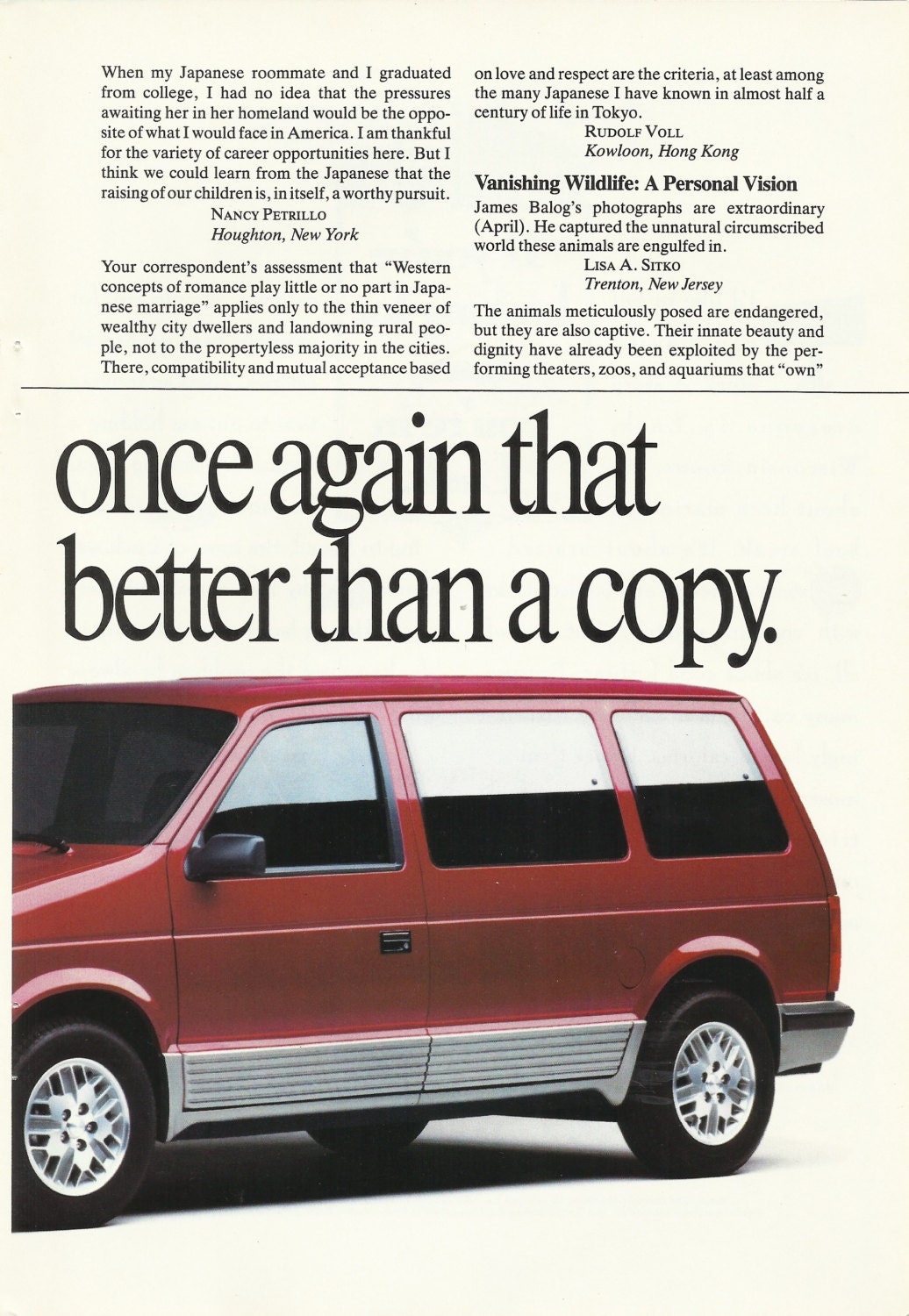 DODGE CARAVAN MINIVAN Original 1990 Vintage Print Ad - Red Van "caravan ...