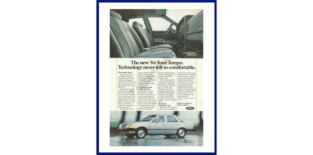 FORD TEMPO Automobile Original 1984 Vintage Color Print Advertisement ...