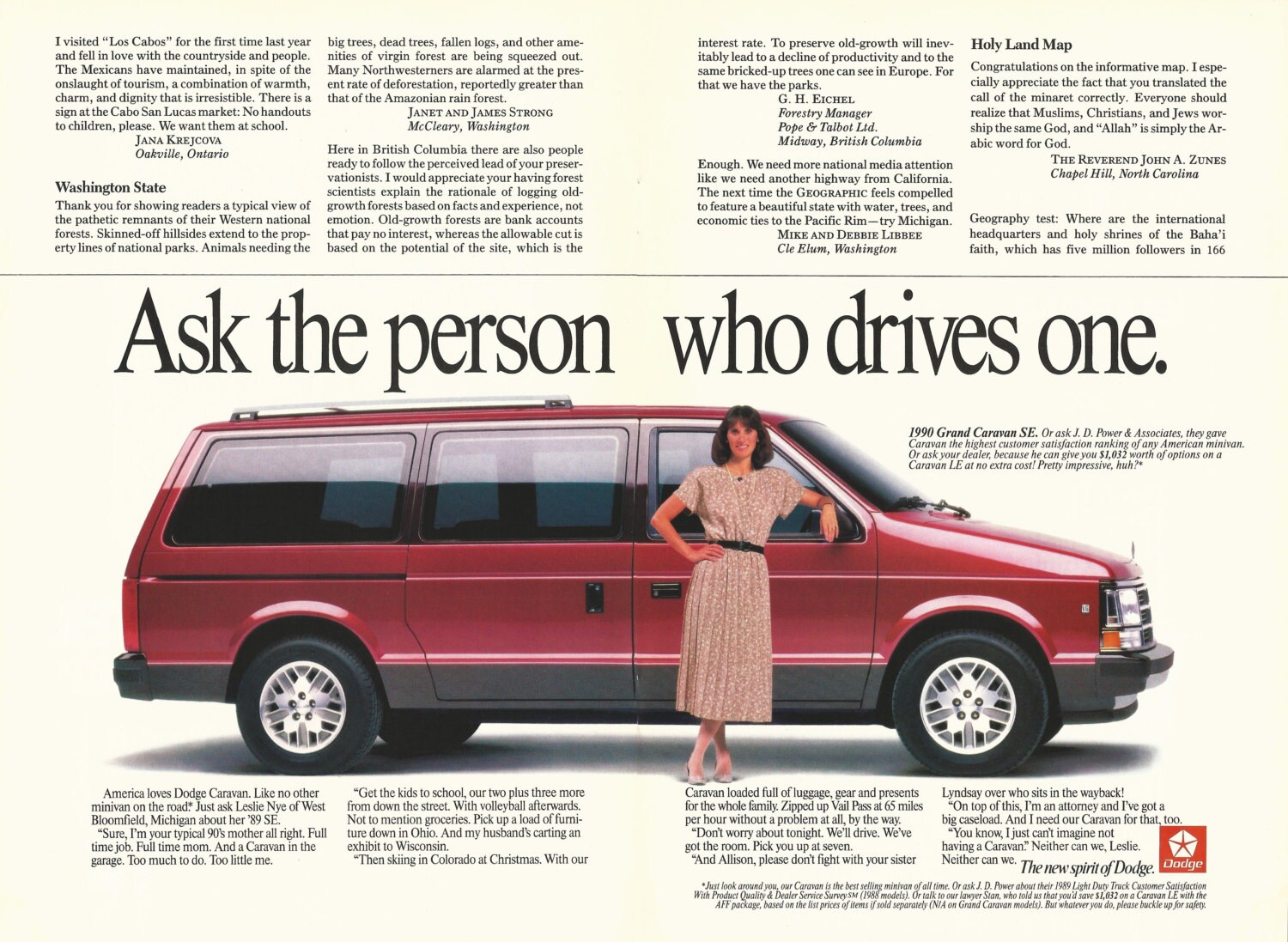 DODGE GRAND CARAVAN Minivan Original 1990 Vintage Color Print ...