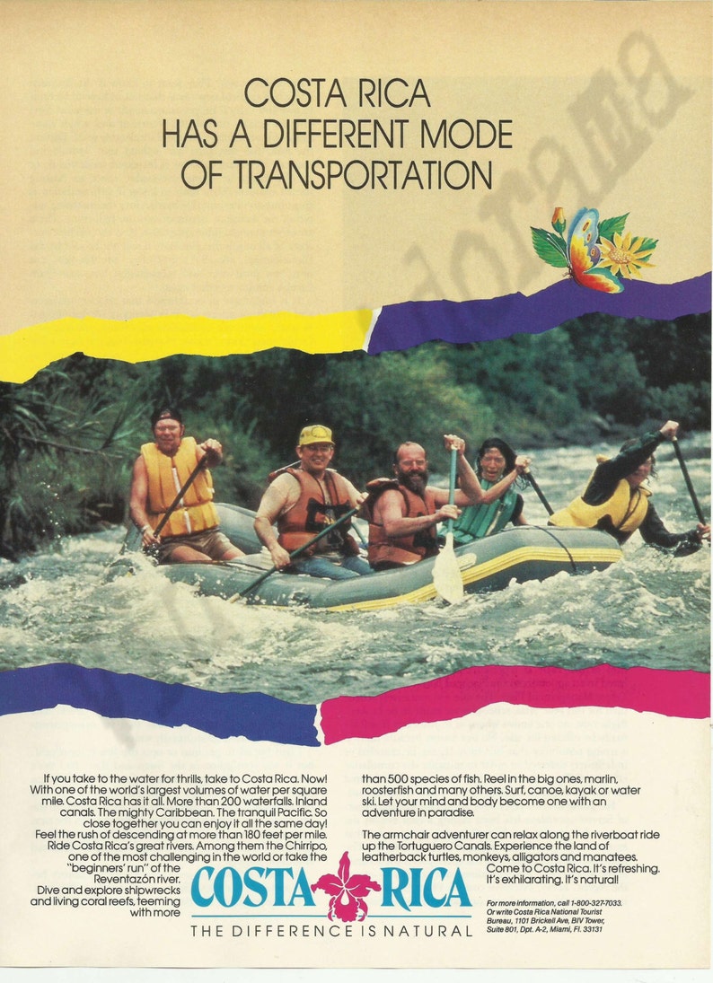 COSTA RICA Original 1989 Vintage Color Print Advertisement - "costa ...