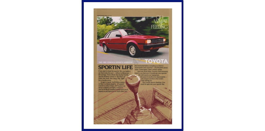 TOYOTA COROLLA Sports Hardtop Automobile Original 1982 Vintage Color ...