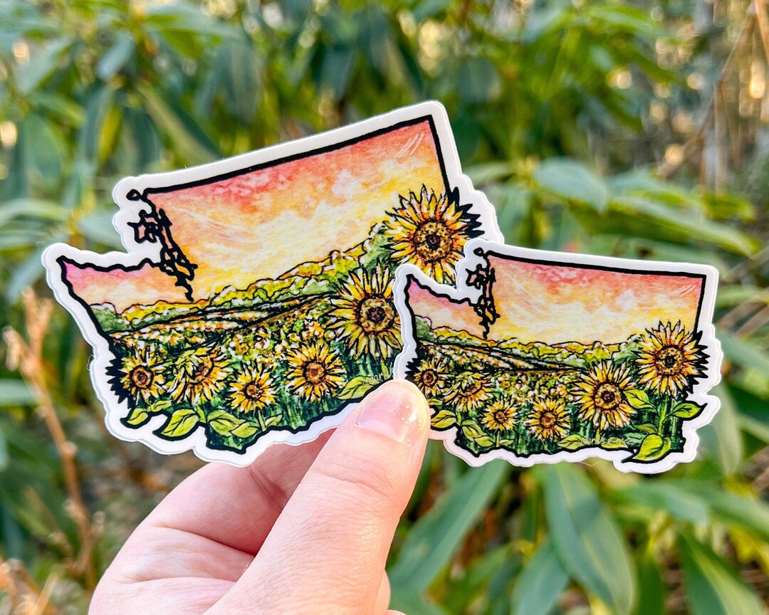 WA State Farm Flowers, 3" and 4" Vinyl Die-cut Sticker, Weatherproof ...