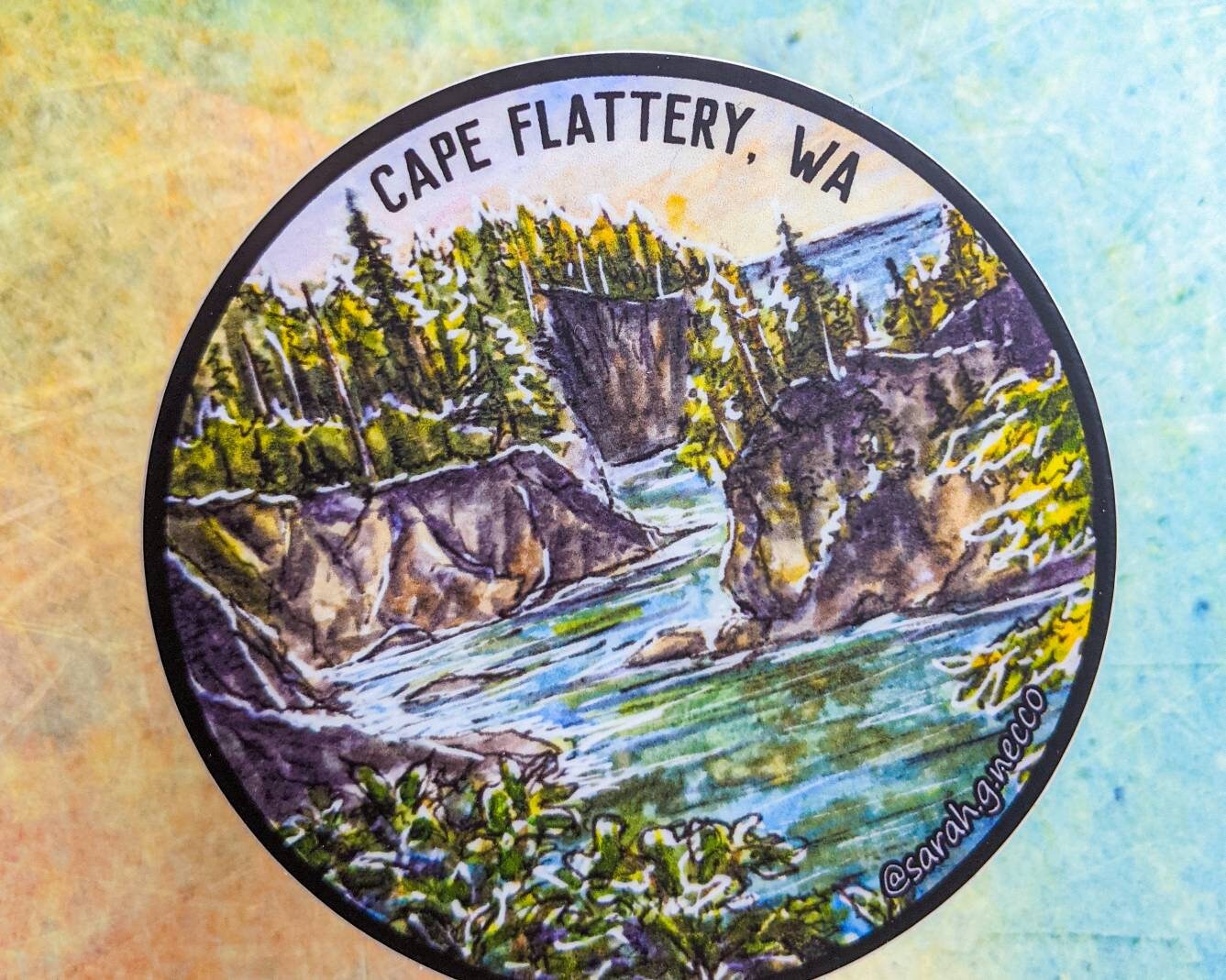 Cape Flattery WA Vinyl Circle 3 Sticker Watercolor | Etsy