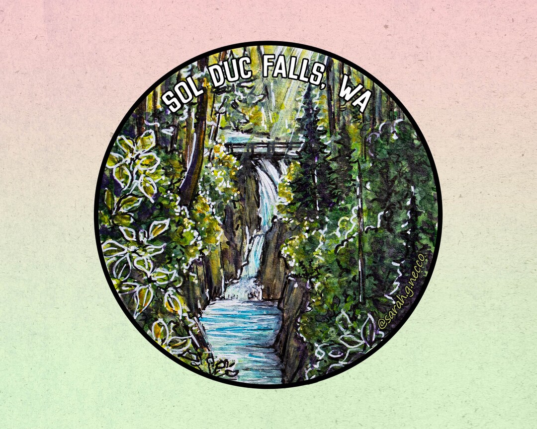 Sol Duc Falls, Olympic National Park WA, 3 Vinyl Sticker, Waterproof ...