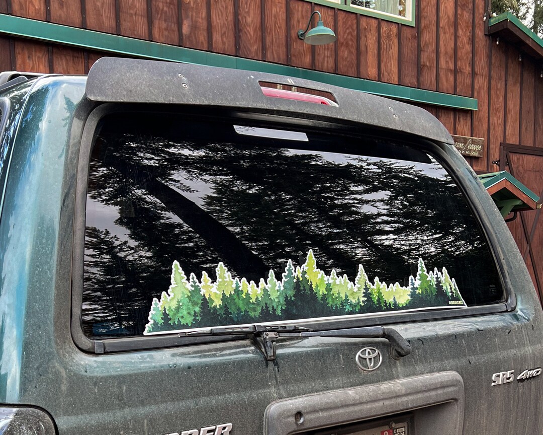 EXTRA LARGE Northwest Evergreen Trees Wrap Sticker, 3 X 6 Clear Vinyl ...