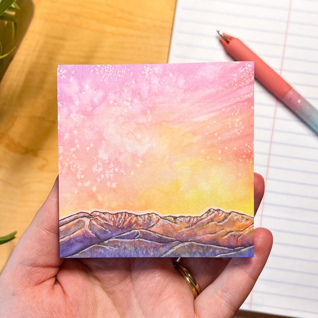 Olympic Mountains at Sunset, Sticky-notes, 3”x3” Pad With 50 Sheets ...