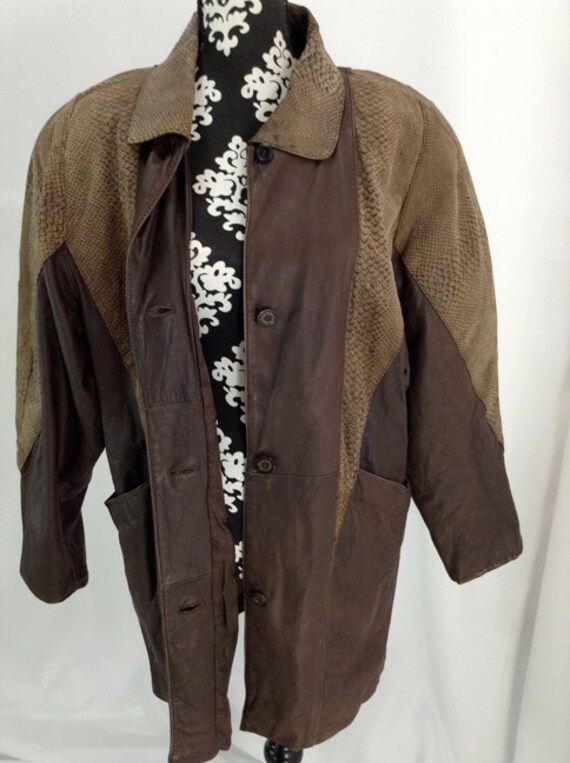 1980s Jacqueline Ferrar Leather and Snake Skin Jacket - Gem