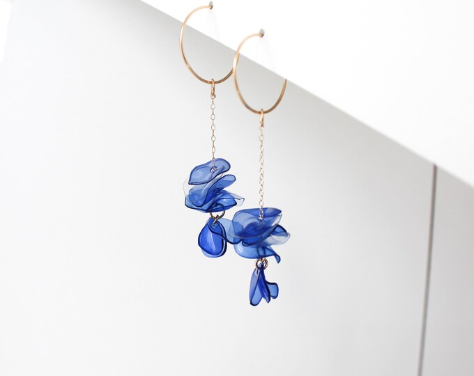 Sustainable Blue Drops With 14k Gold Filled Chain Earrings Handmade ...