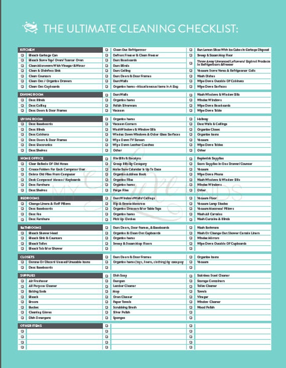 The Ultimate House Cleaning Checklist Printable Pdf U