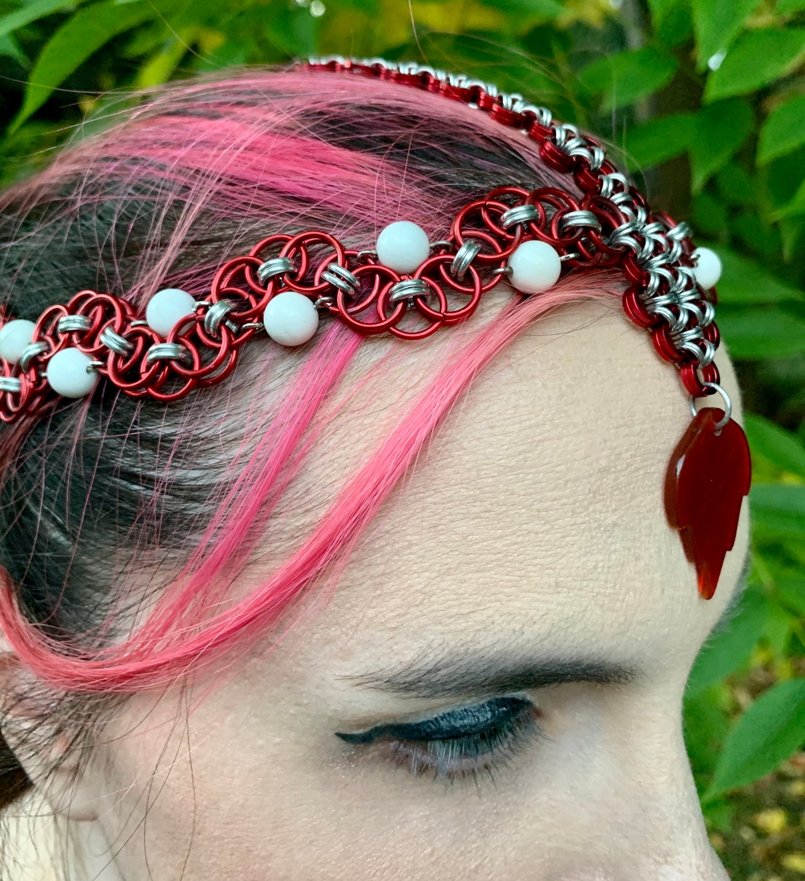 Autumn Leaf Crown Red Maple Leaf Chainmail Tiara - Etsy